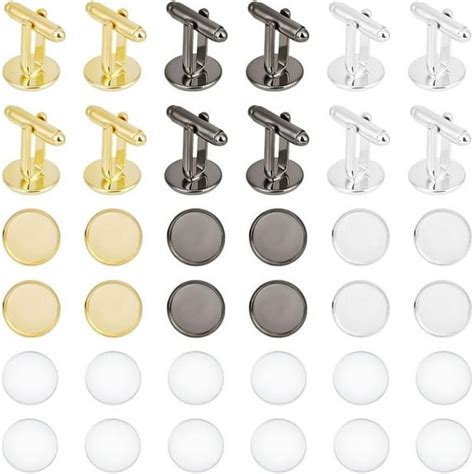 1box 12pcs 3 Colors Brass Cuff Button Cufflink Findings For Apparel