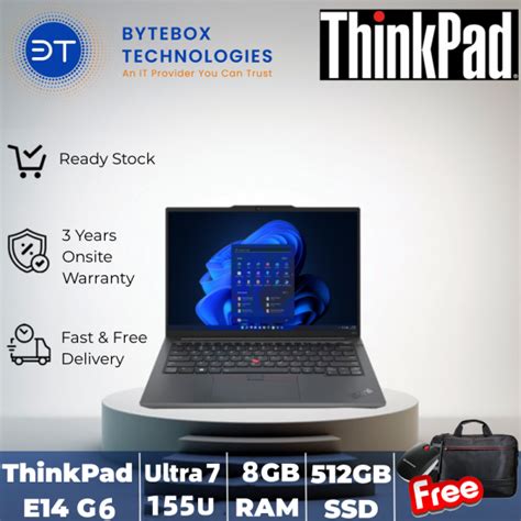 Thinkpad E14 Gen 6 14″ Wuxgaultra 7 155u Processor 8gb Ram512gb Ssd