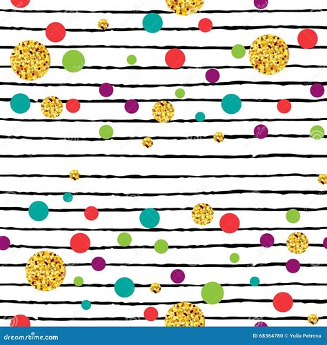Seamless Pattern With Polka Dot And Stripes Stock Vector