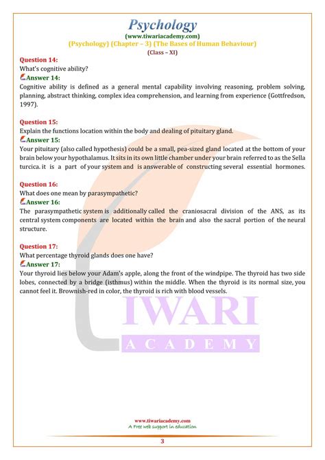 Class 11 Psychology Chapter 3 Important Questions Human Behaviour