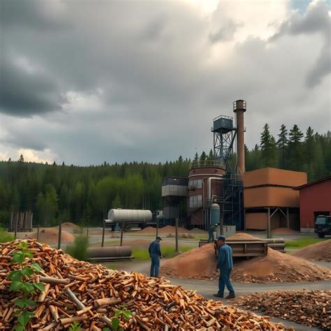 Sustainable Forestry Wood Pellet Production Premium Ai Generated Image