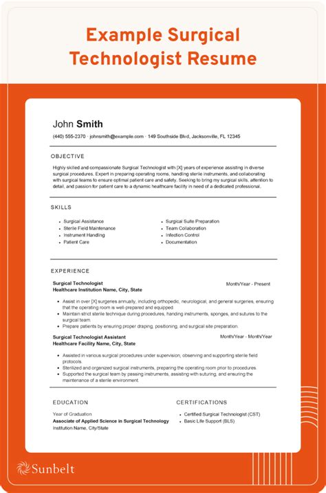 Surgical Technologist Resume Guide Sunbelt Staffing