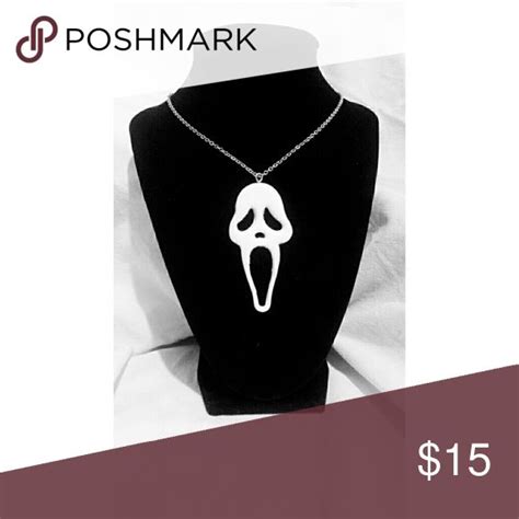 Ghostface Necklace Bone Bead Necklace Faceted Glass Bead Necklace