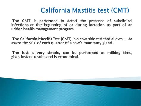 Milk Tests And Cmt Test To Diagnose Mastitis Pptx