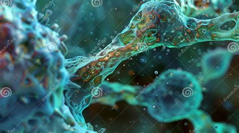 A Magnified View Of A Single Microbe With Its Complex Cellular