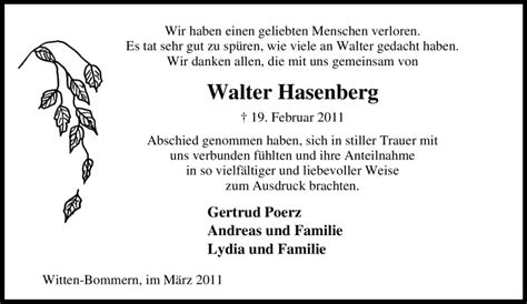 Traueranzeigen Von Walter Hasenberg Trauer In Nrwde