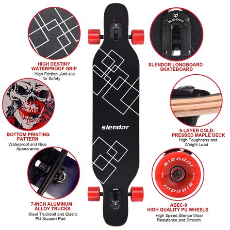 Slendor Longboard Skateboard 42 Inch Drop Through Deck