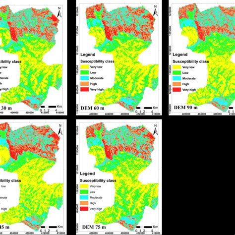 Landslide Susceptibility Maps Of Five Dem Resolution Using The Download Scientific Diagram