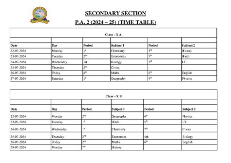 Class 10 Pa 2 Routine Description Secondary Section P 2 2024
