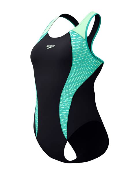 Speedo Placement Laneback Swimsuit Blackgreen Simply Swim Simply