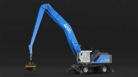 3d Terex Fuchs Mhl360 Material Handler With Magnet Crane Rigged Model Turbosquid 2167826