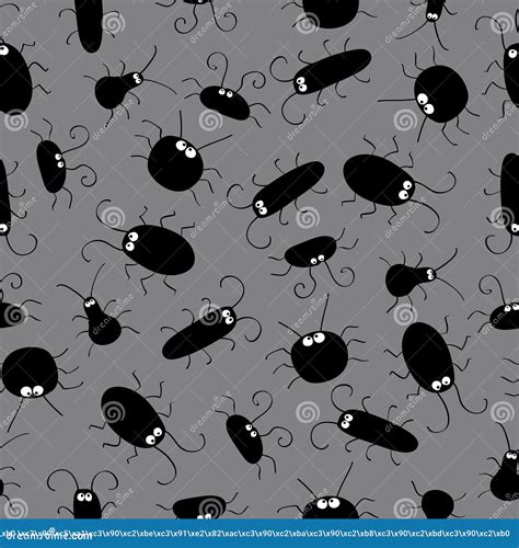Black Cockroaches On A Gray Background Stock Vector Illustration Of