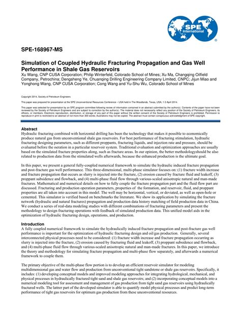 Pdf Simulation Of Coupled Hydraulic Fracturing Propagation And Gas Well Performance In Shale