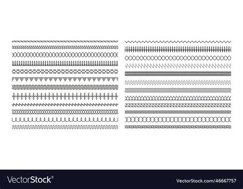 Stitch Pattern Collection Various Stitching Vector Image
