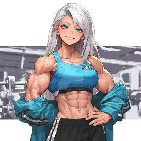 Akkuz 40856 Female Anime Muscular Lady Perfect Ent 사무실 사진 여성 형태 근육 여자