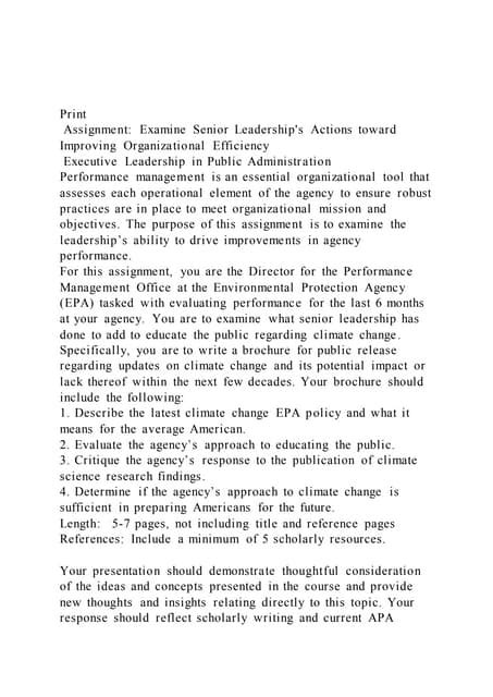 Print Assignment Examine Senior Leaderships Actions Toward Docx Business Business And Finance