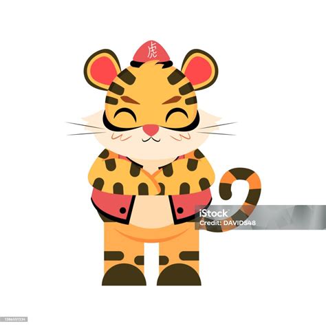 Isolierter Süßer Löwe Mit Traditioneller Chinesischer Kleidung