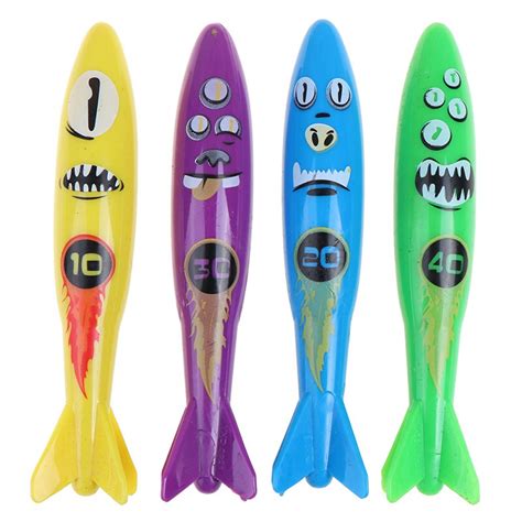 4pcs Torpedo Rocket Throwing Toy Pool Game Toy Sea Grandado