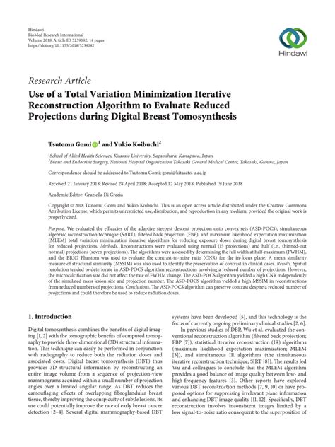 Pdf Use Of A Total Variation Minimization Iterative Reconstruction