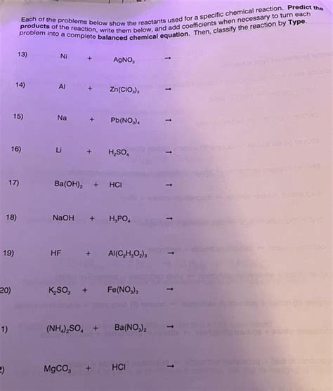 Solved Each Of The Problems Below Show The Reactants Used Chegg