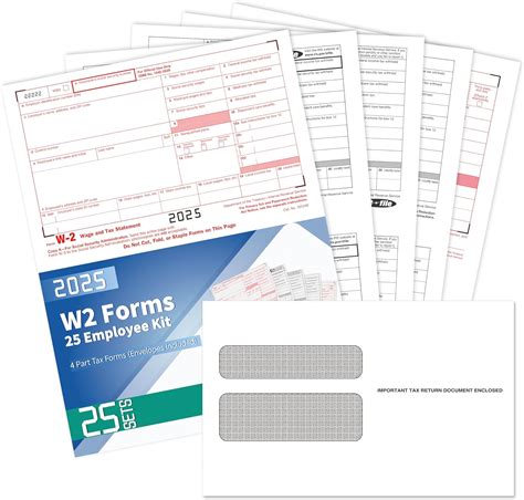 W2 Tax Forms 2025 With Envelopes 4 Part Tax Forms 2025