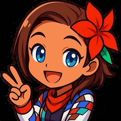 Azucena From Tekken 8 In Chibi Sticker Style Giving A Peace Sign With