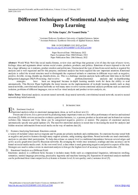 Pdf Different Techniques Of Sentimental Analysis Using Deep Learning