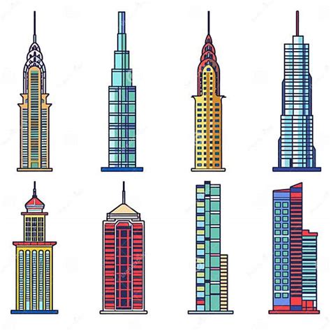 Varios Rascacielos Gráficos Verticales Horizontales Urbanos Estilos