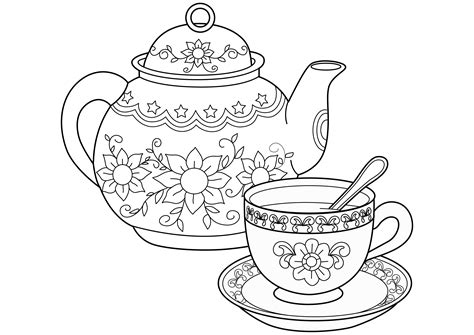 Tea Cup Coloring Pages Printable 2025