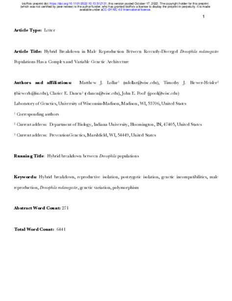 Pdf Hybrid Breakdown In Male Reproduction Between Recently