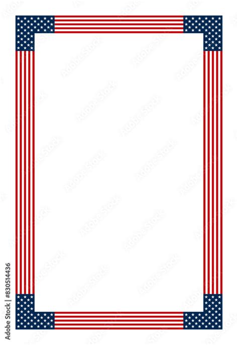 American Flag Motif Vertical Rectangle Frame Decorative Rectangular