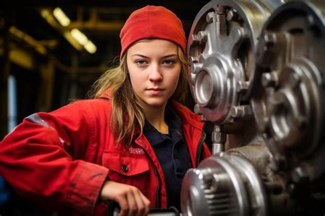 Female Worker With Equipment Premium Ai Generated Image