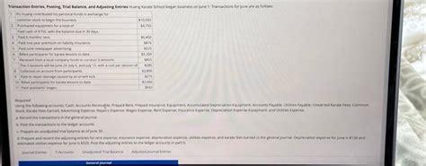 Transaction Entries Posting Trial Balance And