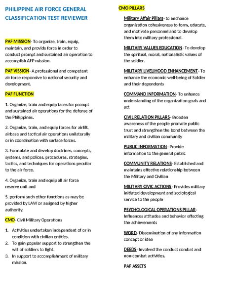 Philippine Air Force Classification Test Pafgct Philippine Air Force General Classification