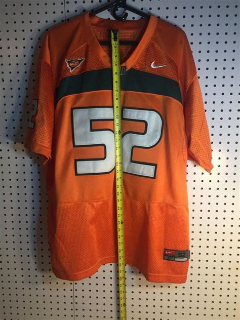Team Nike 52 Ray Lewis Miami Hurricane Stitch Jersey Size 52 Xl Orange