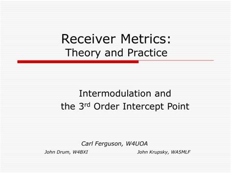 Intermodulation And The 3rd Order Intercept Point