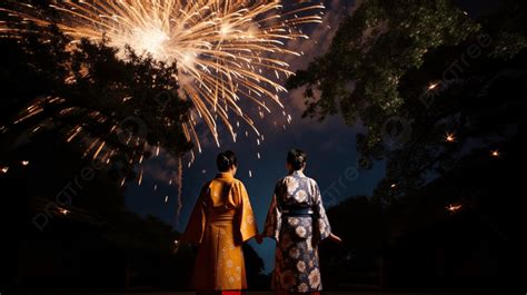 유카타를 입고 불꽃 놀이를하는 커플 배경 일러스트 유카타를 입고 불꽃 놀이를하는 커플 사진 및 배경 화면 무료 다운로드 Pngtree