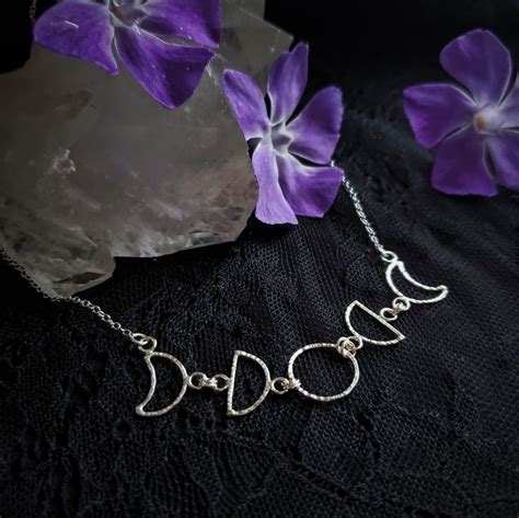 Phases Of The Moon Full Moon Necklace Moon Phases Necklace Moon Jewelry