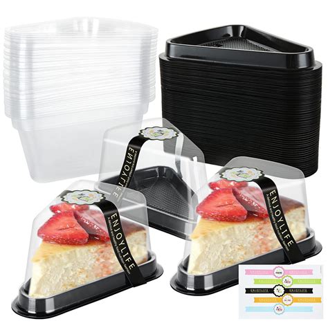 100 Pcs Cake Slice Containers With Lids Plastic Disposable