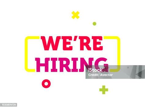 우리는 작업 직원 공석 공고 텍스트 배너를 고용 합니다 우리는 포스터 작업 모집 기관 추상 패턴 디자인 서식 파일 흰색 배경에 고립에 대 한 고용 하는 벡터 객실 있음에
