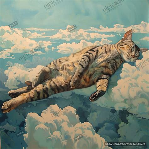 Ai创作图猫鱼墙画 飞行立体画 猫咪壁画 天空立体画 蓝天云海立体壁画 立体画云海 手绘猫眯装饰画 乘坐热气球的猫装饰画 梦幻立体画 大型立体