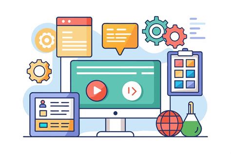 A Computer Screen Displaying Various Icons Related To Html Css Programming And Data Analysis