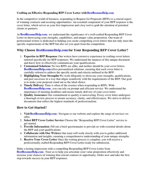 Responding Rfp Cover Letter Pdf Request For Proposal Business