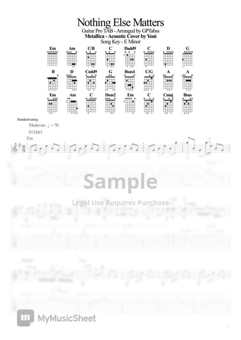 Metallica Nothing Else Matters Notenblatt By Yoni Schlesinger