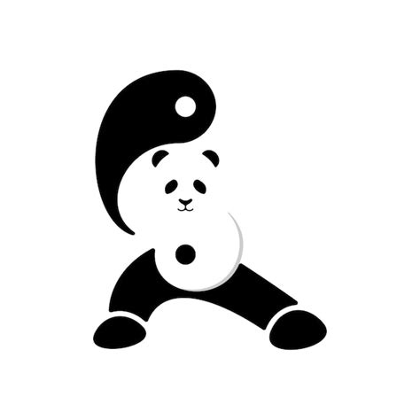 Yin Yang Panda En Mode Kungfu Vecteur Premium