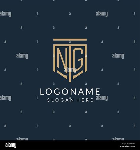 Initial Ng Shield Logo Monoline Style Modern And Luxury Monogram Logo