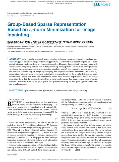 Pdf Group Based Sparse Representation Based On L P Norm Minimization
