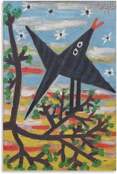 Jp Pablo Picassoパブロピカソ偉大な画家の作品印刷された複製ポスター【木の中の鳥】 絵画 ポスター 印刷 ウォールアート リビング ダイニングルーム ベッド