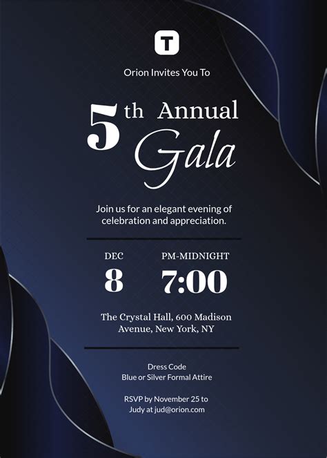 Free Navy Blue And Silver Company Event Invitation Template To Edit Online