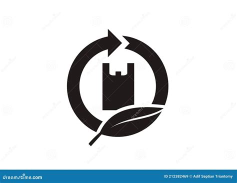 Recycleable Plastic Bag Simple Illustration In Black And White Stock